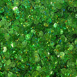 Green Holographic Iridescent Top Hole Round Flat Sequins 6mm Bulk ...