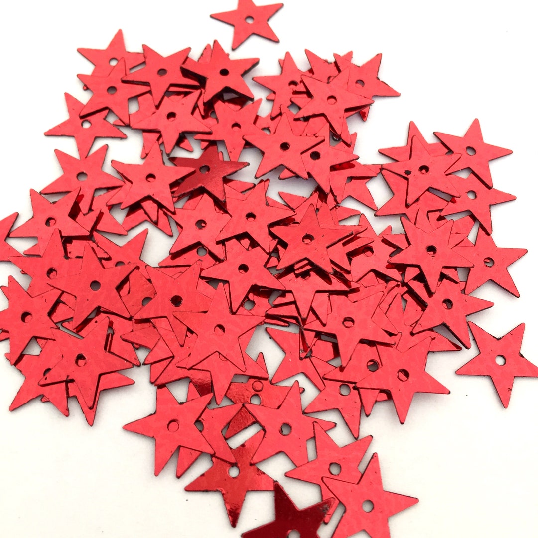 Approx 400 Pcs Flat Red Star Shape 10mm Iridescent Embroidery Centre ...