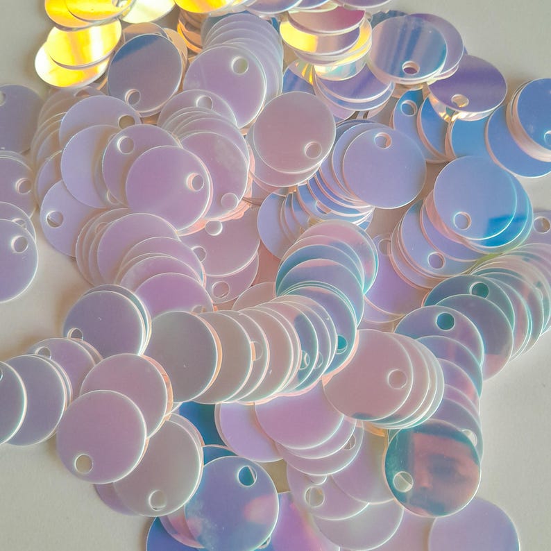 Iridescent Round Sequins, 10mm / 20mm / 30mm White Iris Paillettes With ...