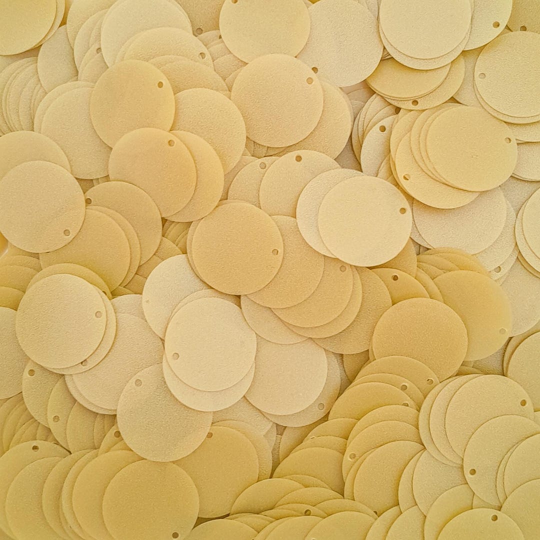 20mm Round Flat Matte Pastel Gold Olive Green Top Hole Sequins ...