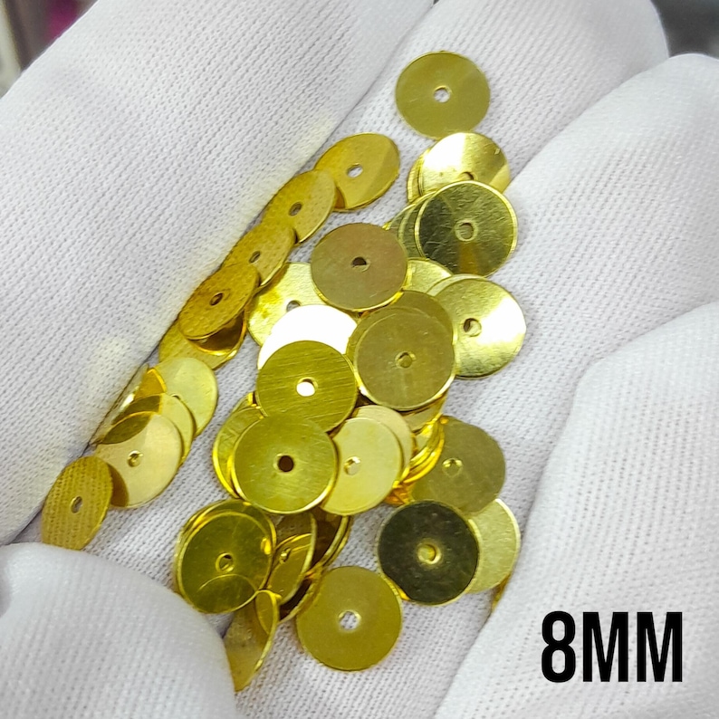 Gold Plated Brass Metal Center Hole Round Disc Flat Sequins (3mm, 4mm ...