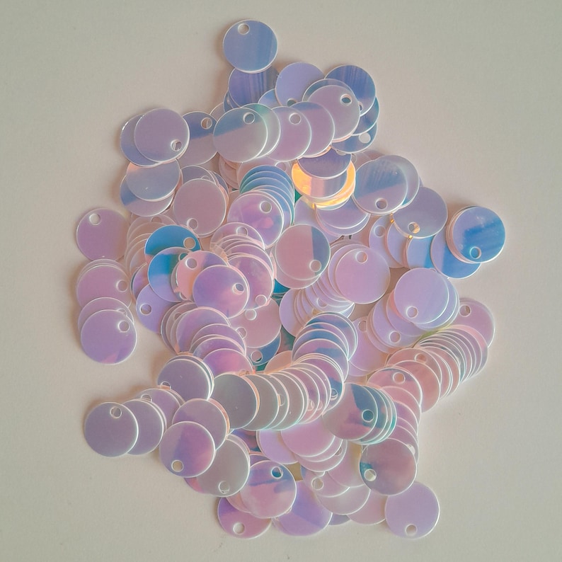Iridescent Round Sequins, 10mm / 20mm / 30mm White Iris Paillettes With ...