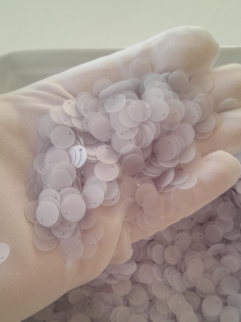 Steamy White Flat Round Sequins, 8mm / 10mm Top Hole Paillettes, DIY ...