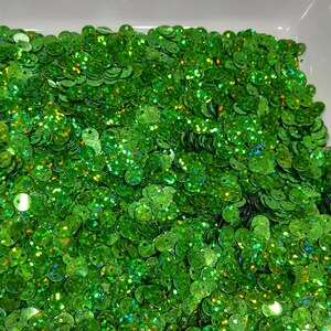 Green Holographic Iridescent Top Hole Round Flat Sequins 6mm Bulk ...