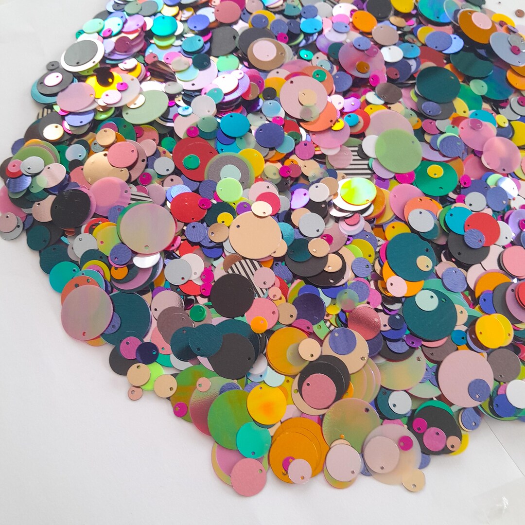 Iridescent Round Sequins, Assorted Sizes & Colors Flat Paillettes ...