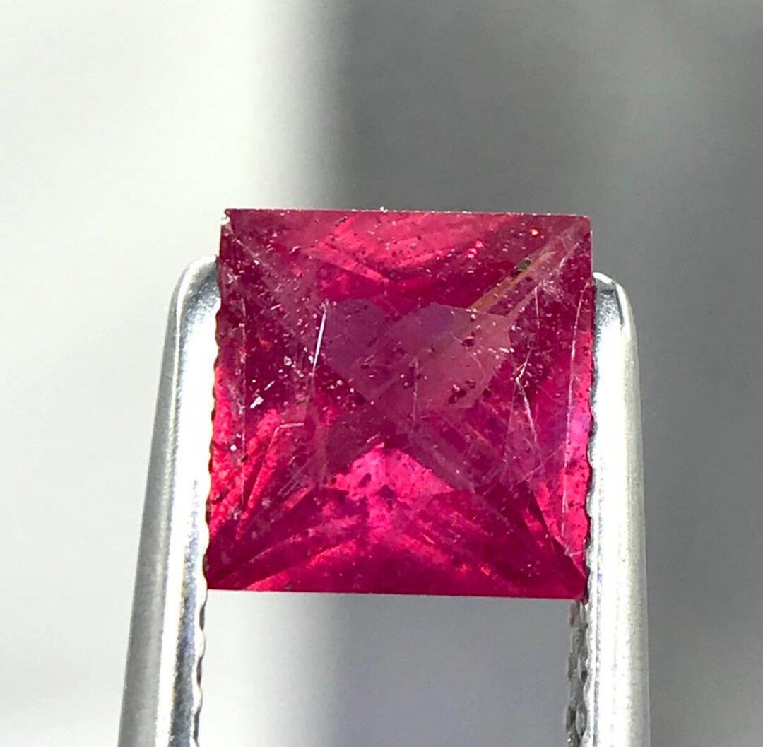 Natural Ruby Square Prince Cut Led Glass Filled - Etsy