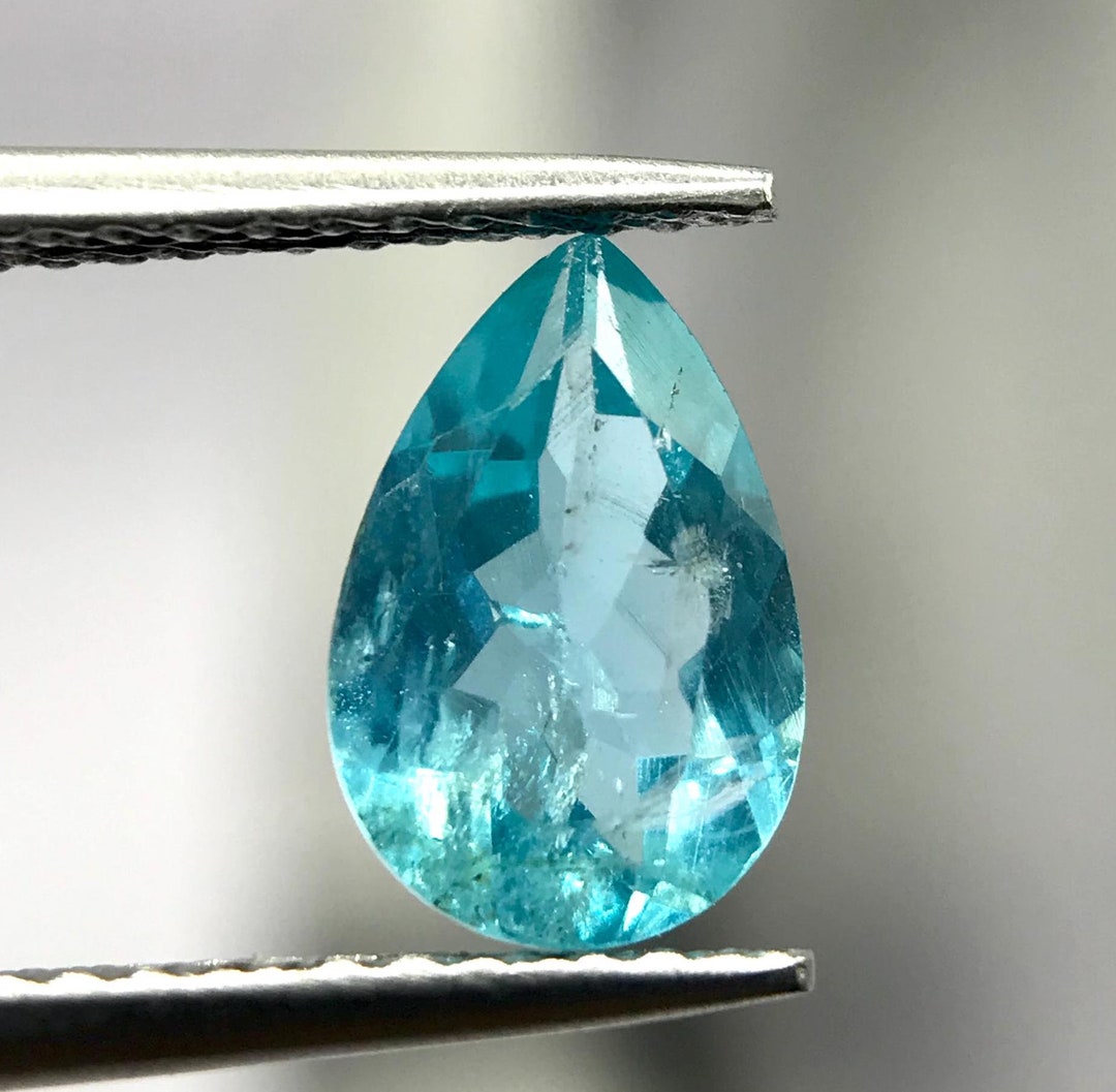 Natural Blue Apatite Pear Gemstone: 1.36 Carats, 9x6 Mm - Etsy