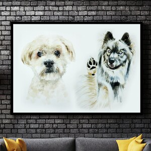 Multi Pet Portrait Custom Double Dog Portrait Watercolor 2 Dog - Etsy