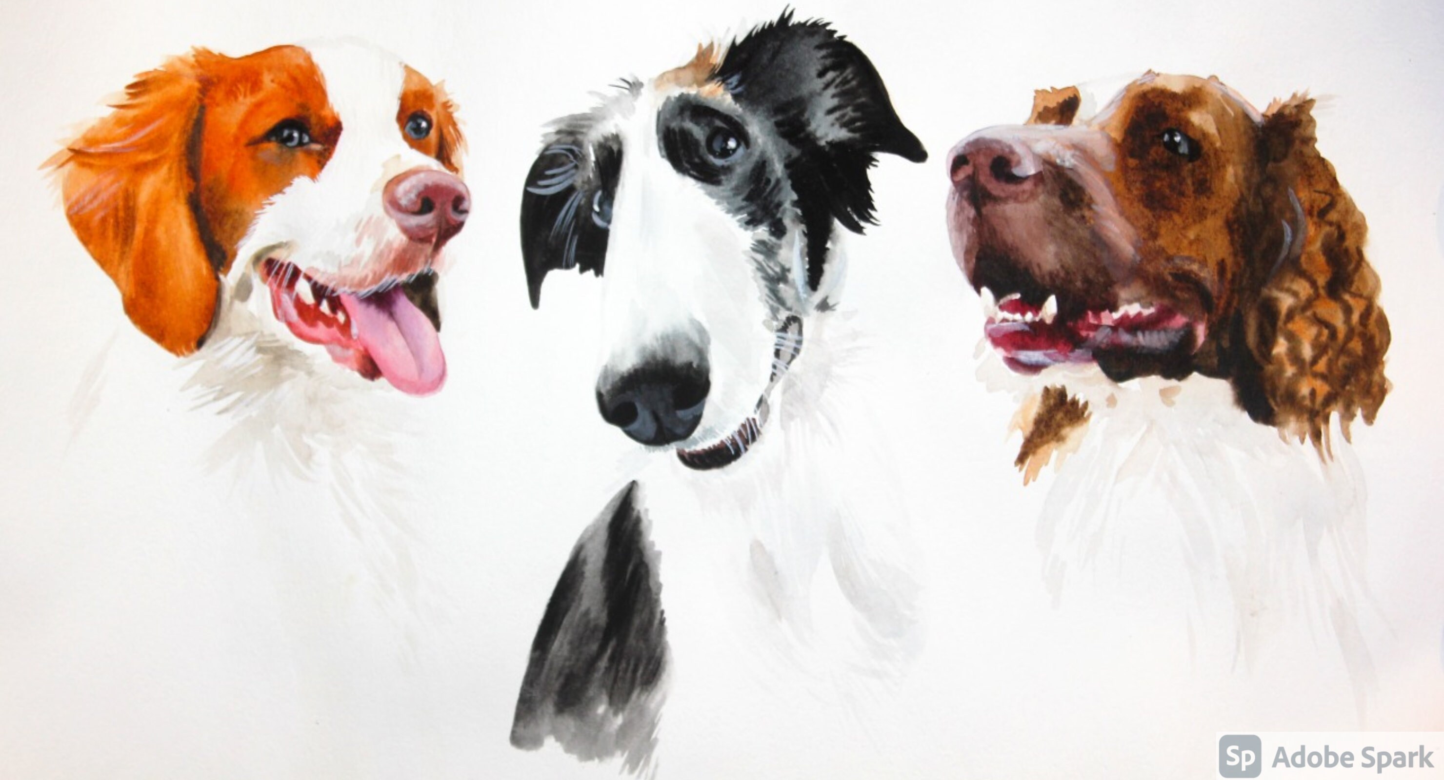Multi Pet Portrait Custom Double Dog Portrait Watercolor 2 Dog - Etsy