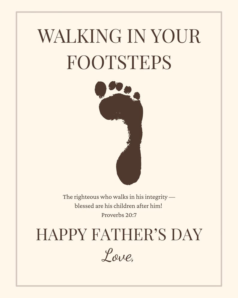 Walking in Your Footsteps Father’s Day Printable – Christian Handprint ...