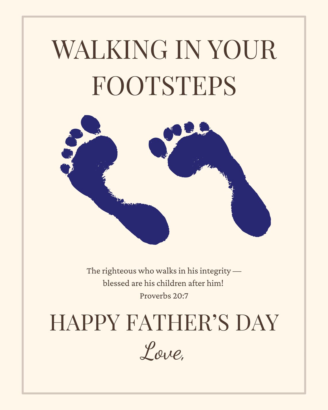 Walking in Your Footsteps Father’s Day Printable – Christian Handprint ...