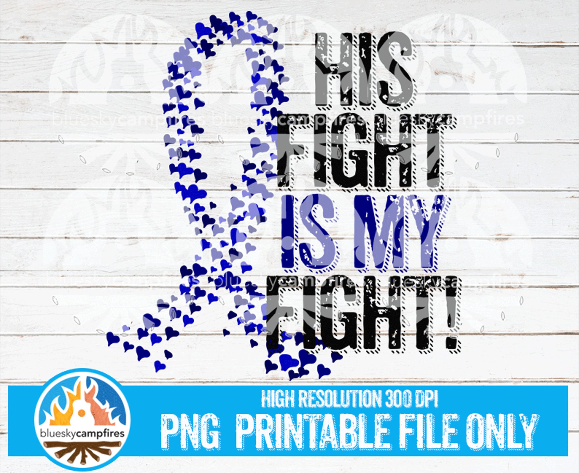 His Fight Is My Fight Awareness Ribbon Navy Cancer Digital | Etsy