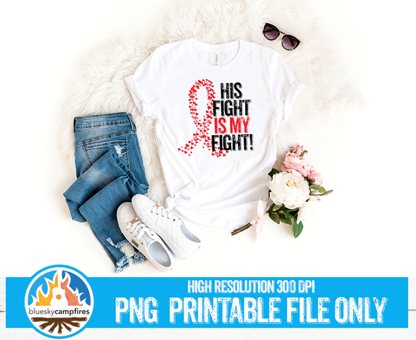 His Fight is My Fight Ribbon Awareness Red Cancer Digital | Etsy