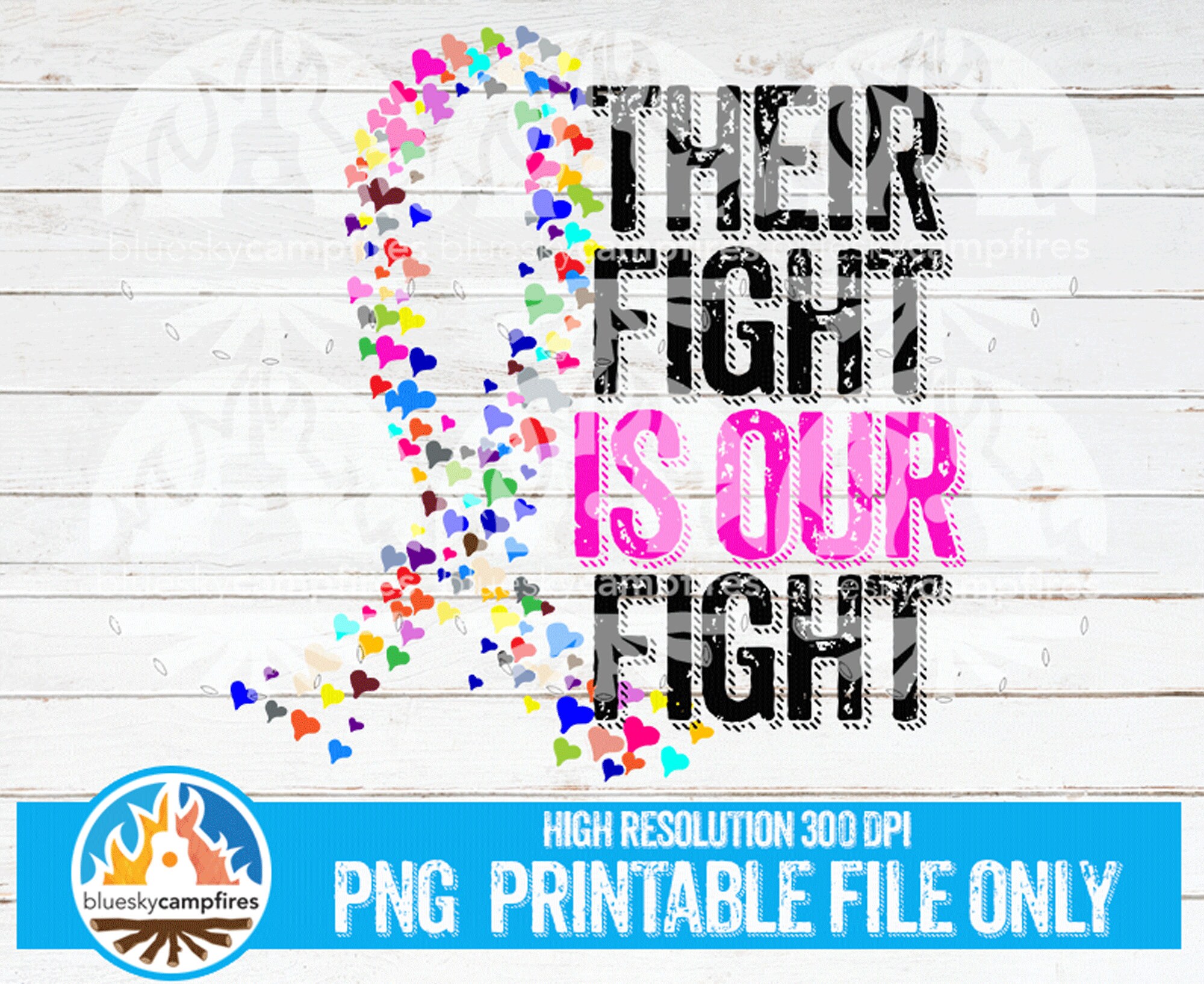 Their Fight Is Our Fight Ribbon Awareness All Cancer Digital | Etsy