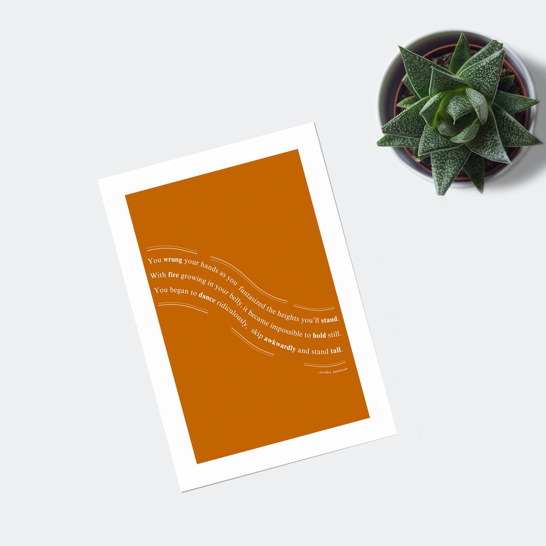 Minimalist Poem Art Print: Orange Giclée Desk Decor - Etsy