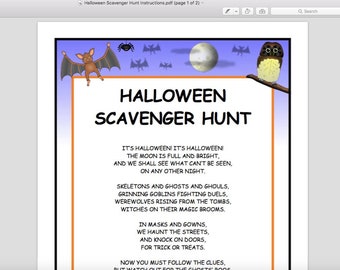 Indoor Halloween Scavenger Hunt Game for Kids, Printable Clue Cards ...