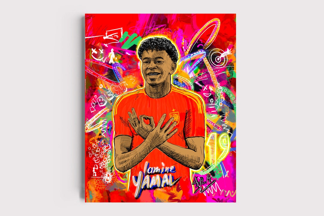 Lamine Yamal Art Print, Colorful Football Illustration (digital ...