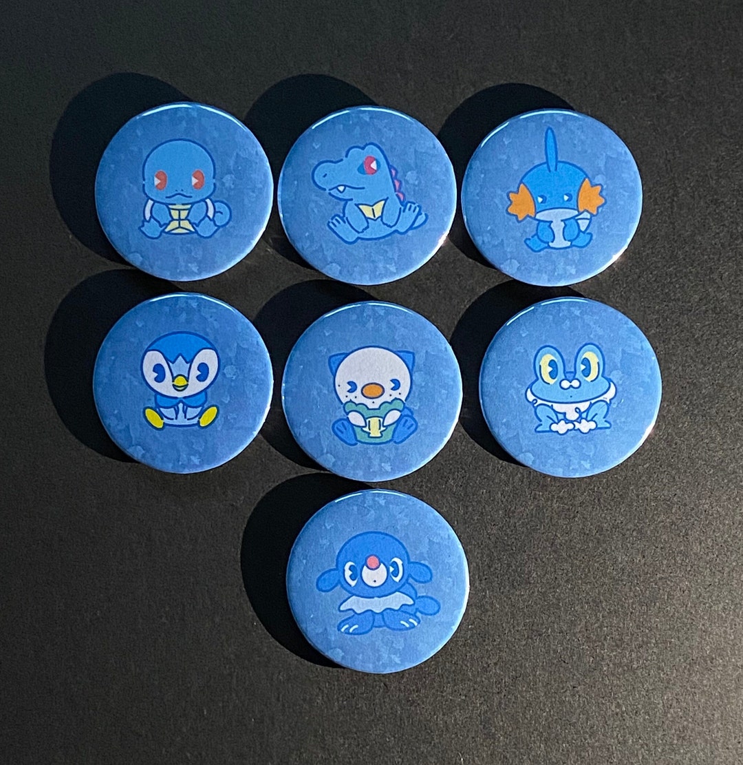 Pokémon Water Type Starter Badges 37mm - Etsy