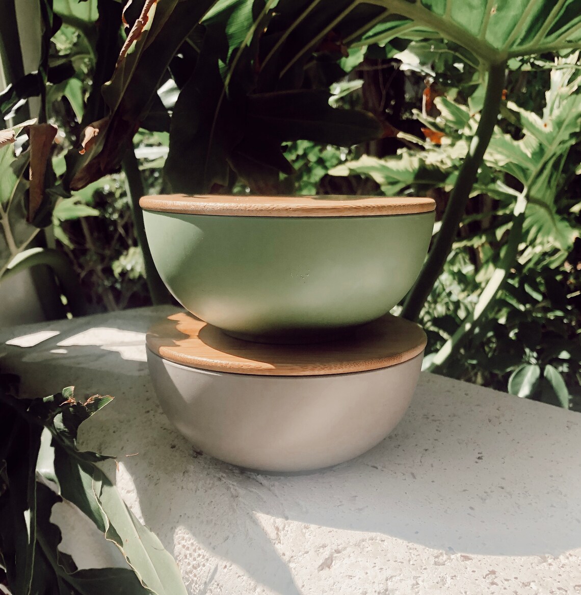 BAMBOO Food Storage Bowls with Lids Sustainable Reusable Eco | Etsy