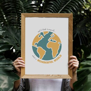 Wonderful World Poster, Instant Download, Globe Printable Wall Art ...