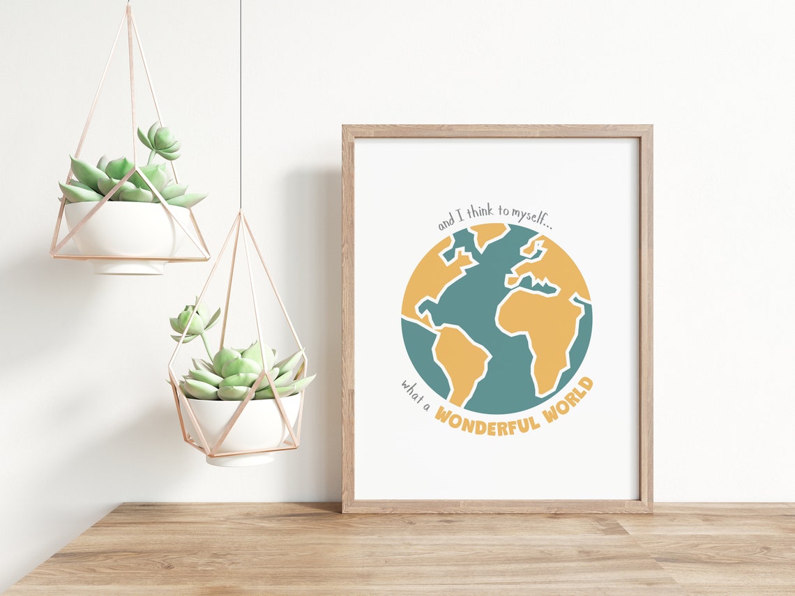 Wonderful World Poster Instant Download Globe Printable Wall - Etsy