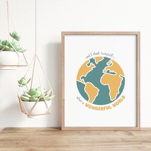 Wonderful World Poster, Instant Download, Globe Printable Wall Art ...