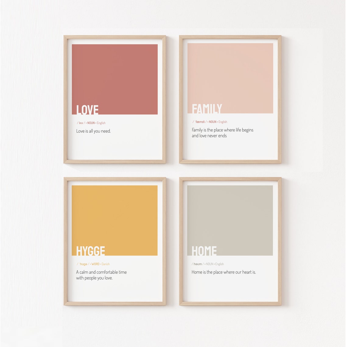 Set of 4 Block Color Posters, Family Bundle, Digital Download, Home ...