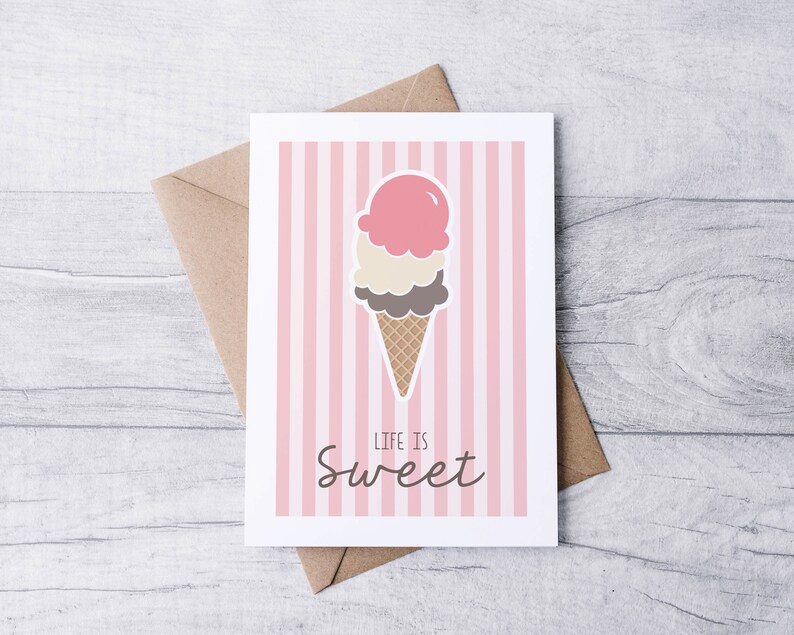 Life is Sweet Ice Cream Wall Print, Instant Download, Printable Wall ...