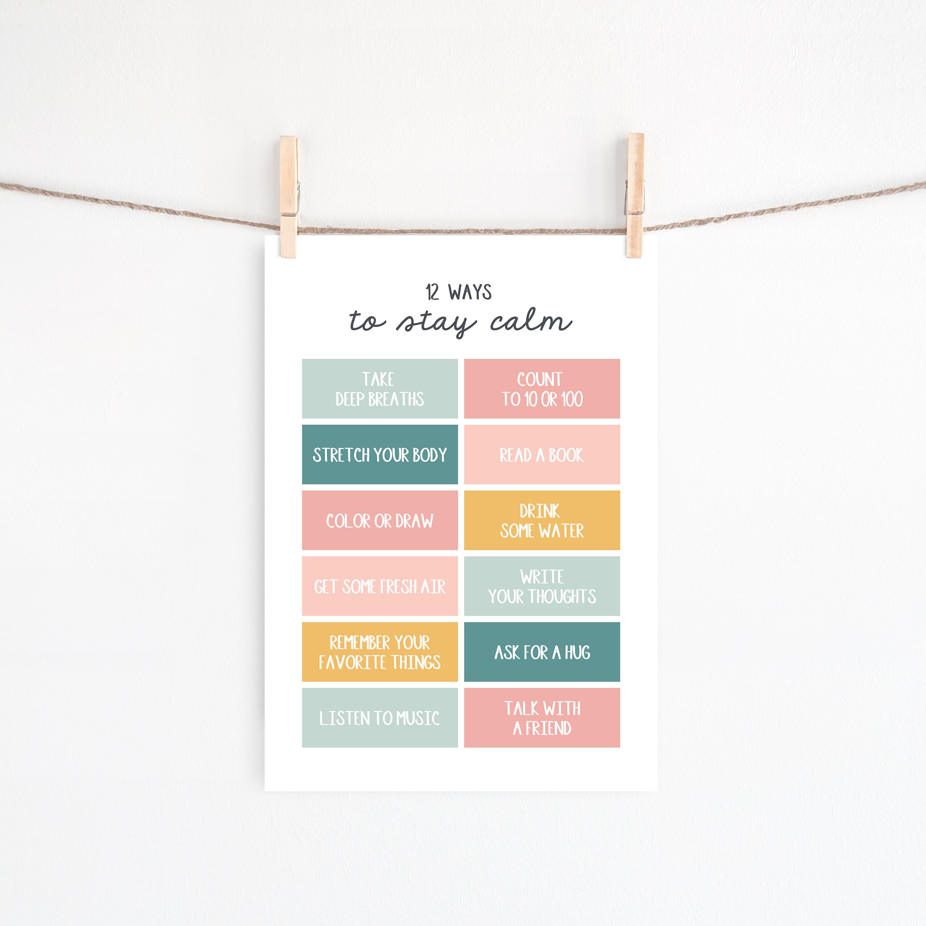 Ways to Stay Calm Poster, Instant Download, Calming Corner Printable ...