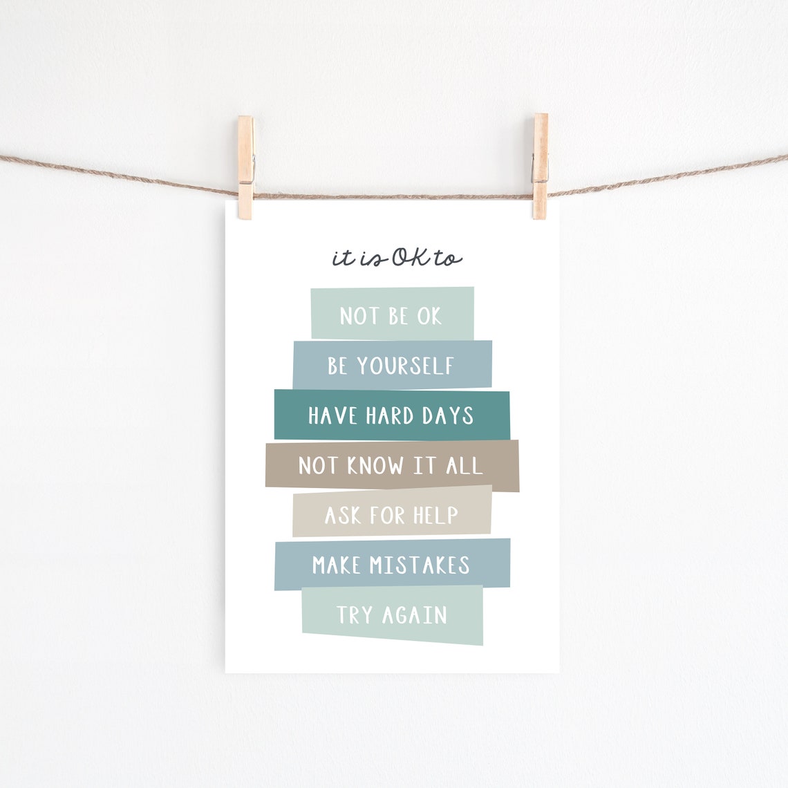 Its Ok Not to Be Ok Motivational Poster: Kids Affirmations Educational ...