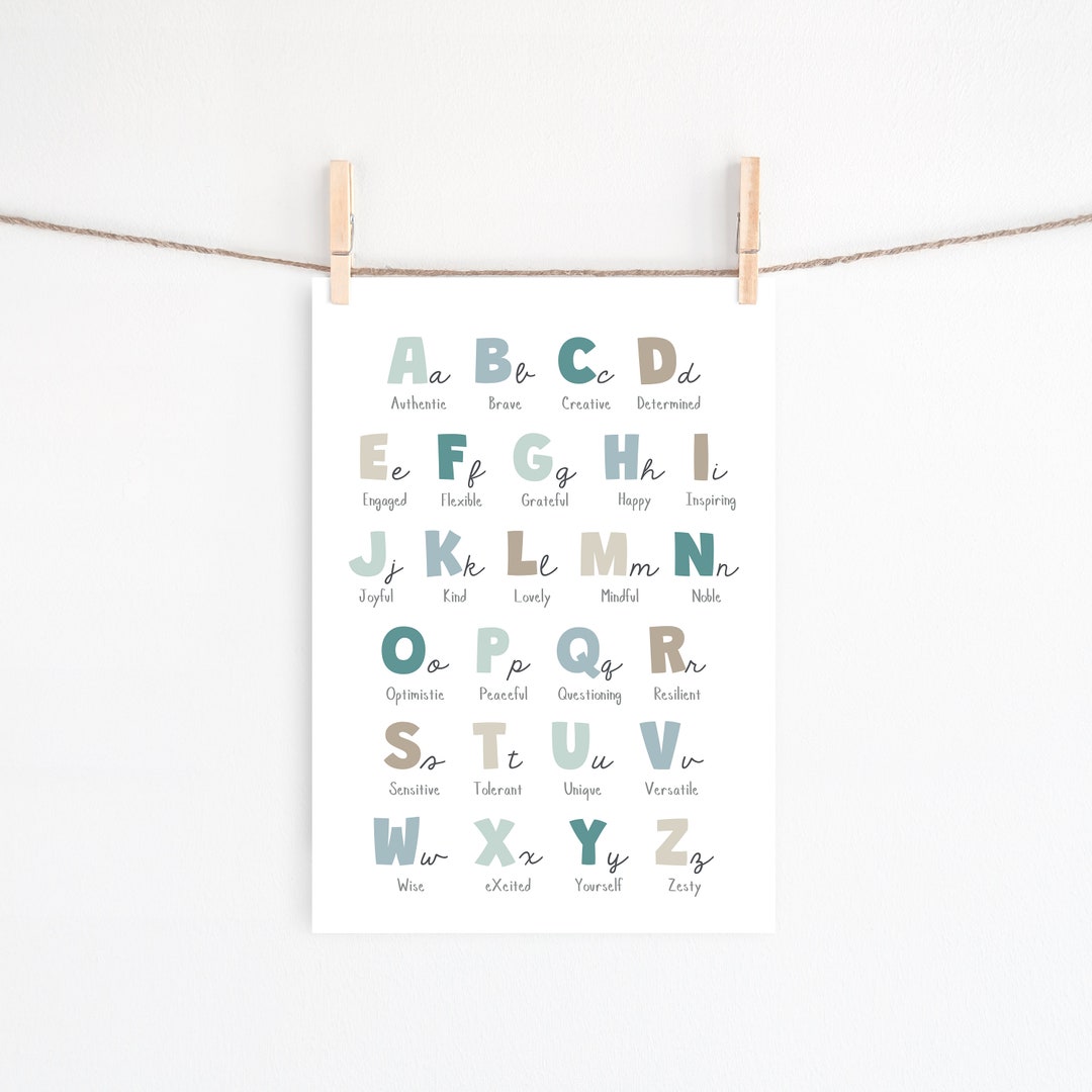 Alphabet Wall Print, Instant Download, Printable Wall Art, ABC Poster ...