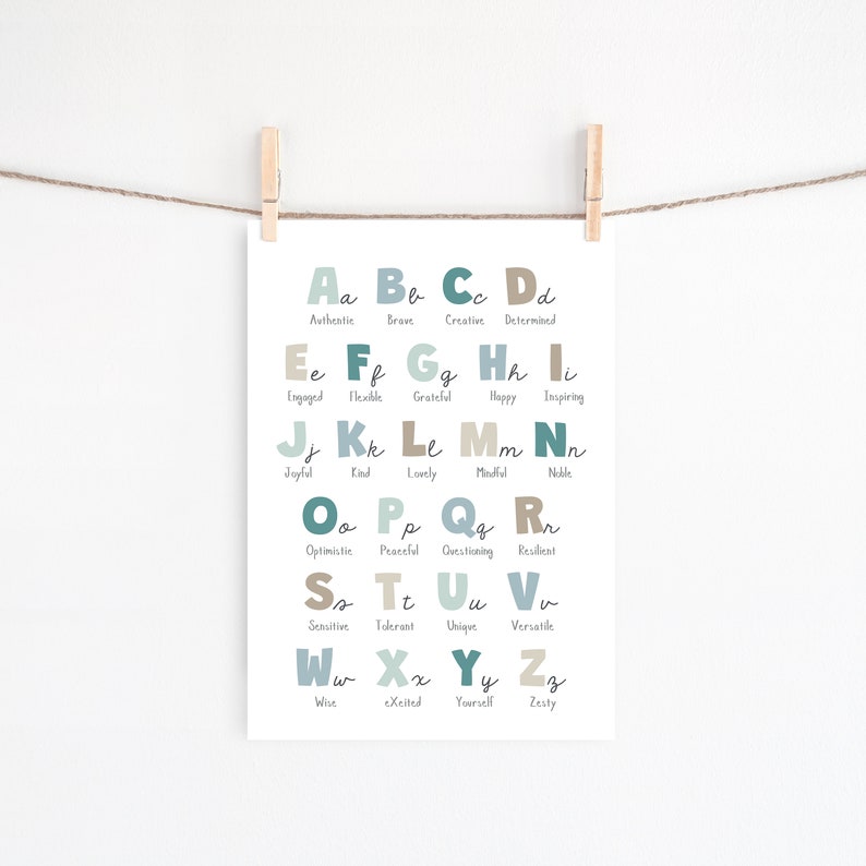 Alphabet Wall Print, Instant Download, Printable Wall Art, ABC Poster ...