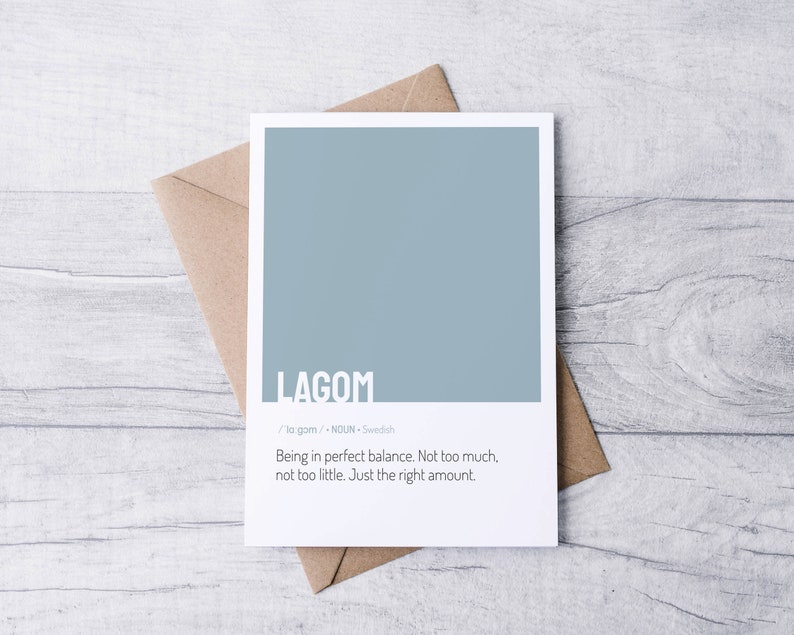 Lagom Definition Printable Art, Minimalist Blue Poster, Dictionary Art ...