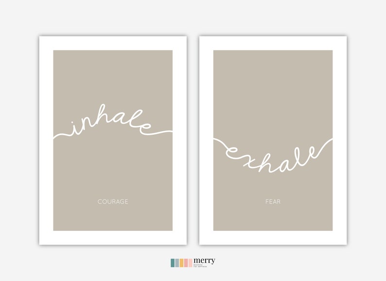 Inhale Exhale Wall Art Printable, Set of 2, Instant Download, Yoga ...