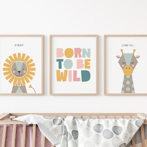Set of 3 Jungle Theme Posters, Printable Kids Wall Art, Safari Nursery ...