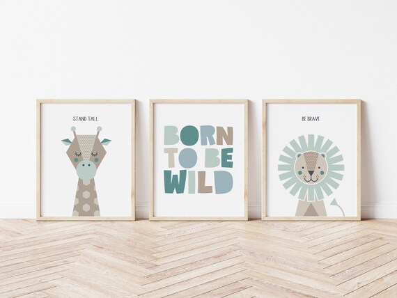 Set of 3 Jungle Theme Posters Printable Kids Wall Art Safari - Etsy