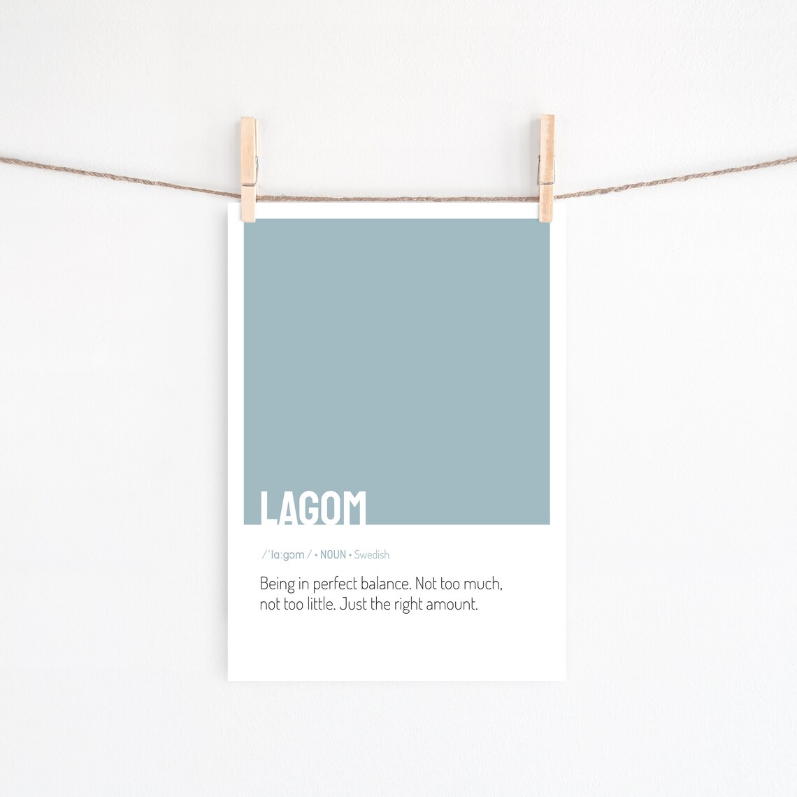 Lagom Definition Printable Art, Minimalist Blue Poster, Dictionary Art ...