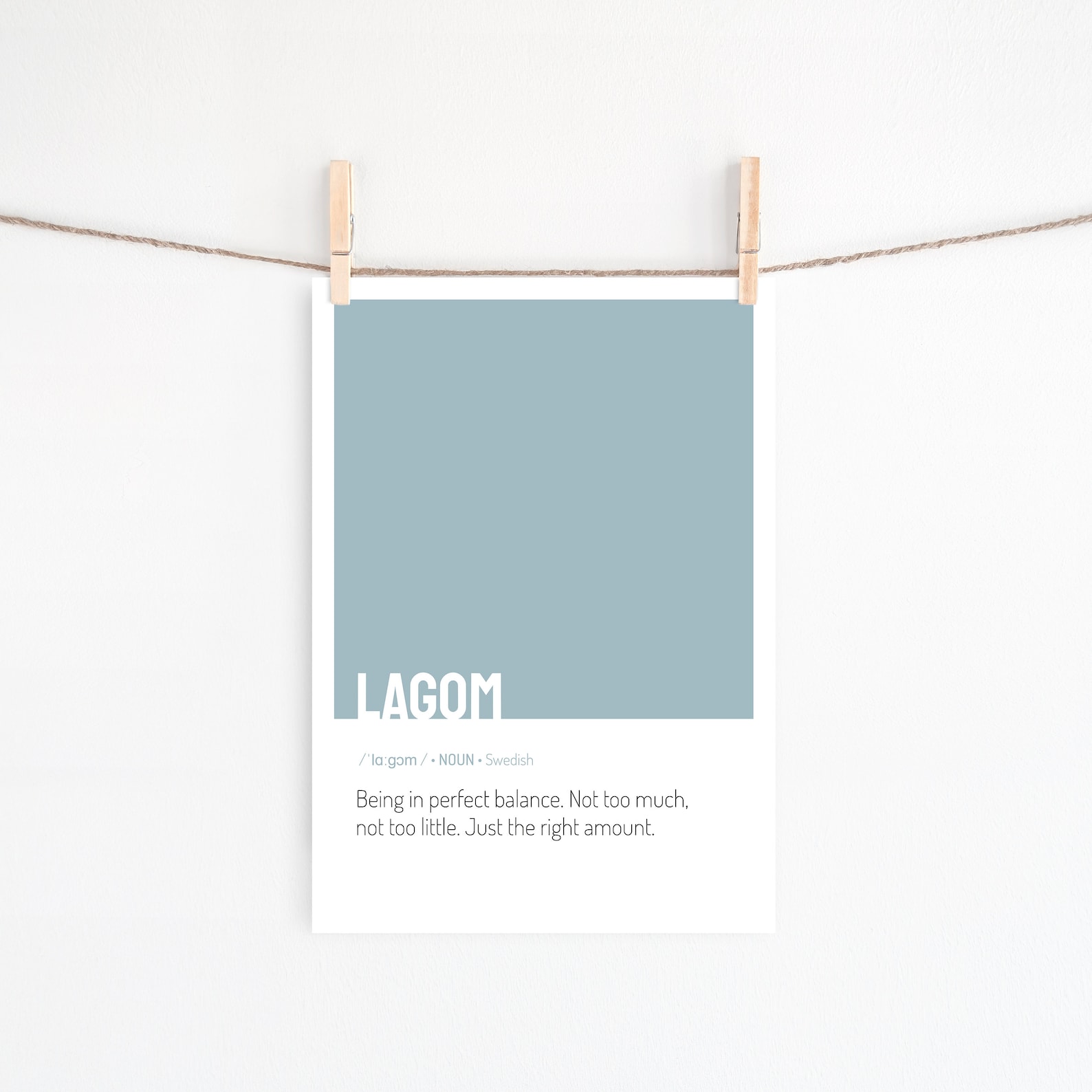 Lagom Definition Printable Art, Minimalist Blue Poster, Dictionary Art ...