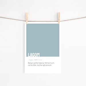 Lagom Definition Printable Art, Minimalist Blue Poster, Dictionary Art ...