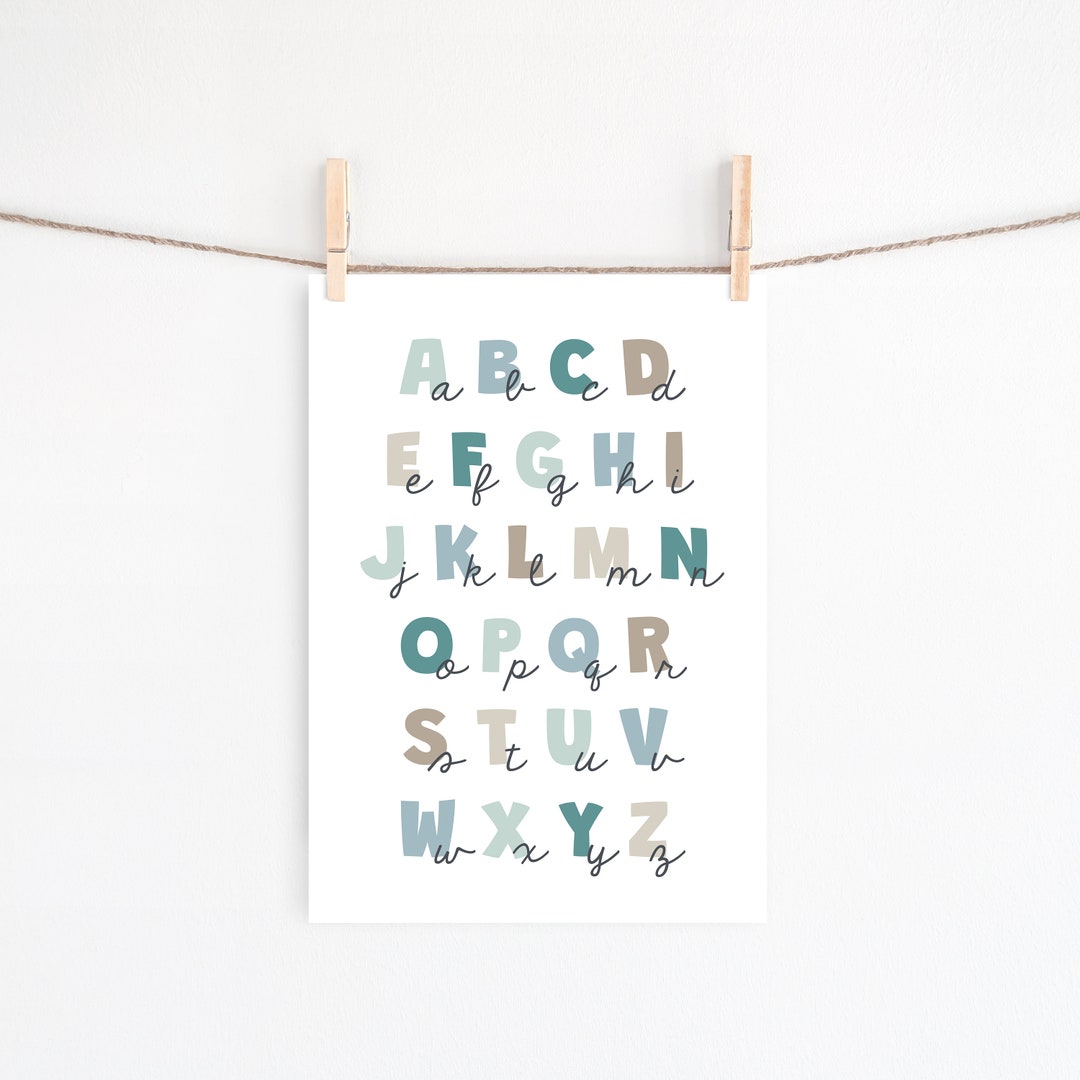 Impresión de pared del alfabeto, Descarga instantánea, Arte de pared ...