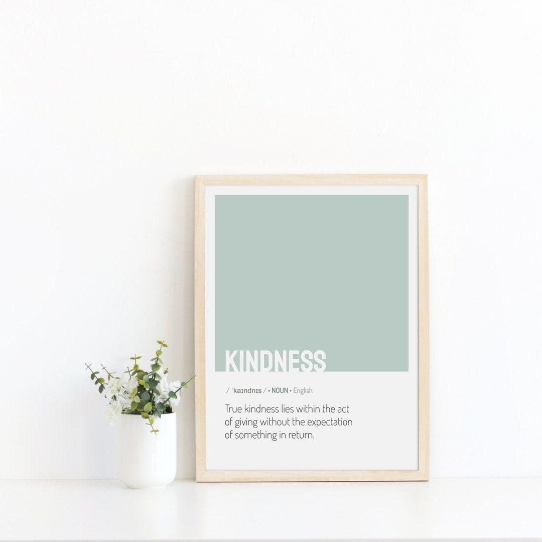 Kindness Definition Print, Block Color Poster, Dictionary Art ...