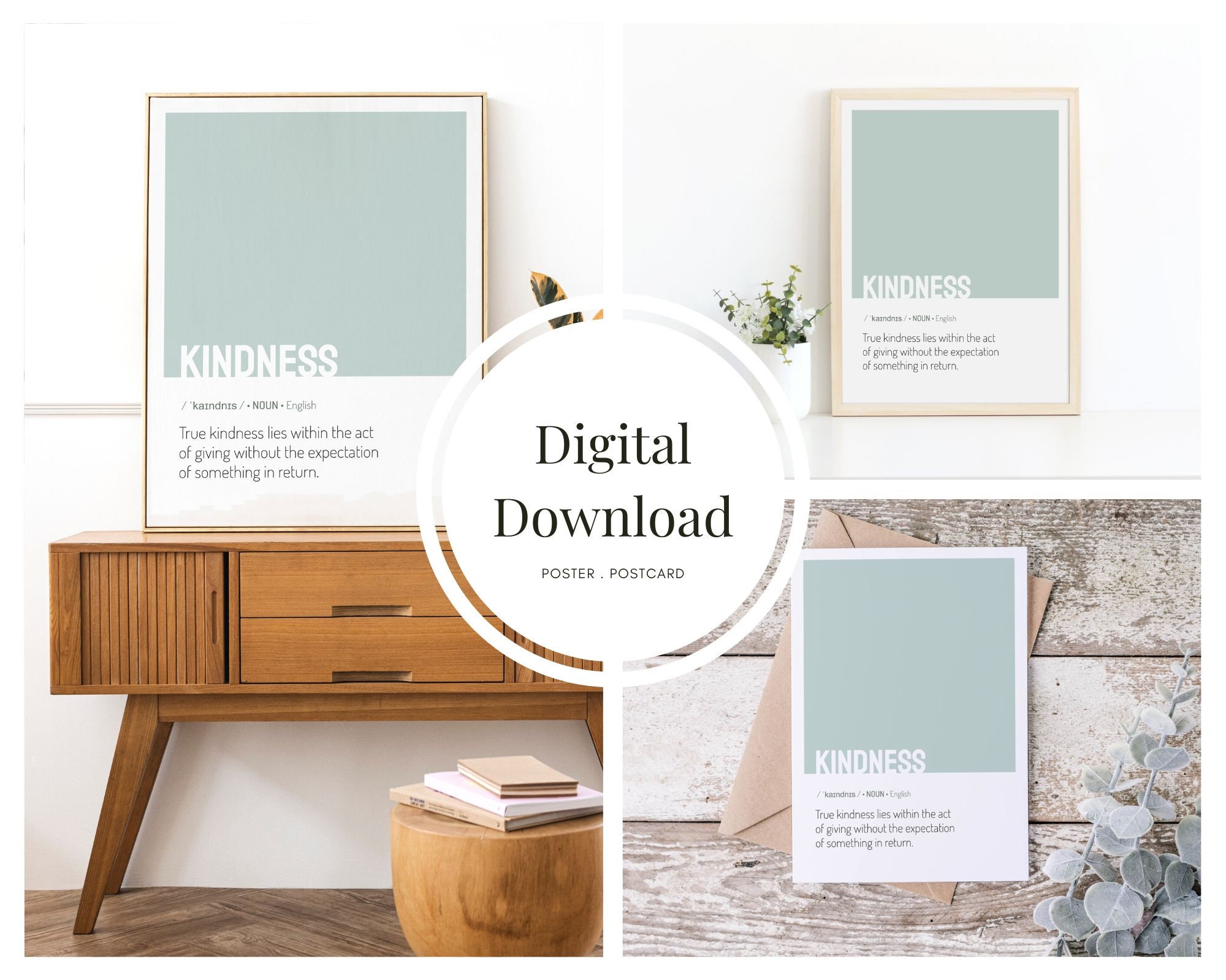 Kindness Definition Print, Block Color Poster, Dictionary Art ...