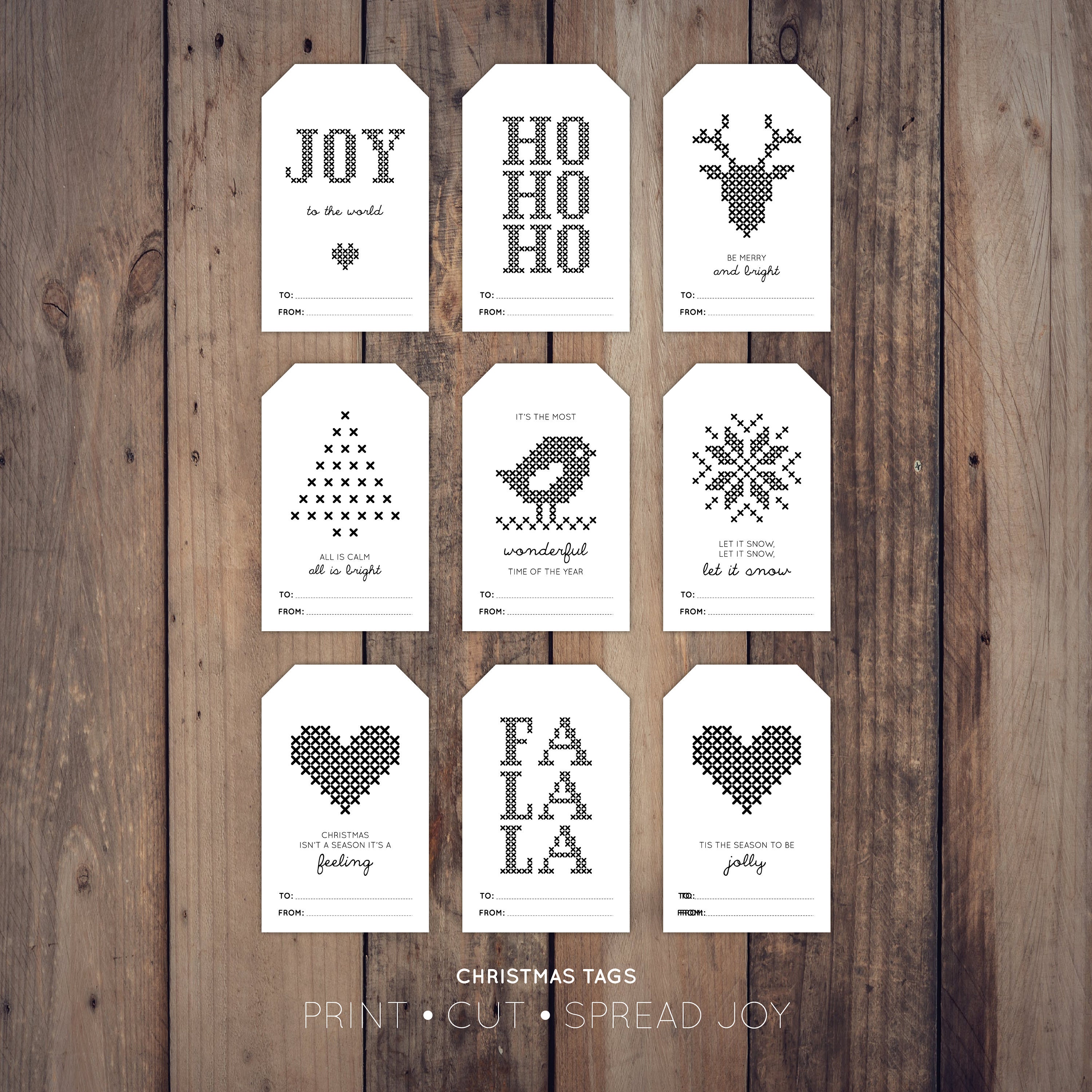 Printable Christmas Tags Set of 9 Christmas Gift Labels - Etsy