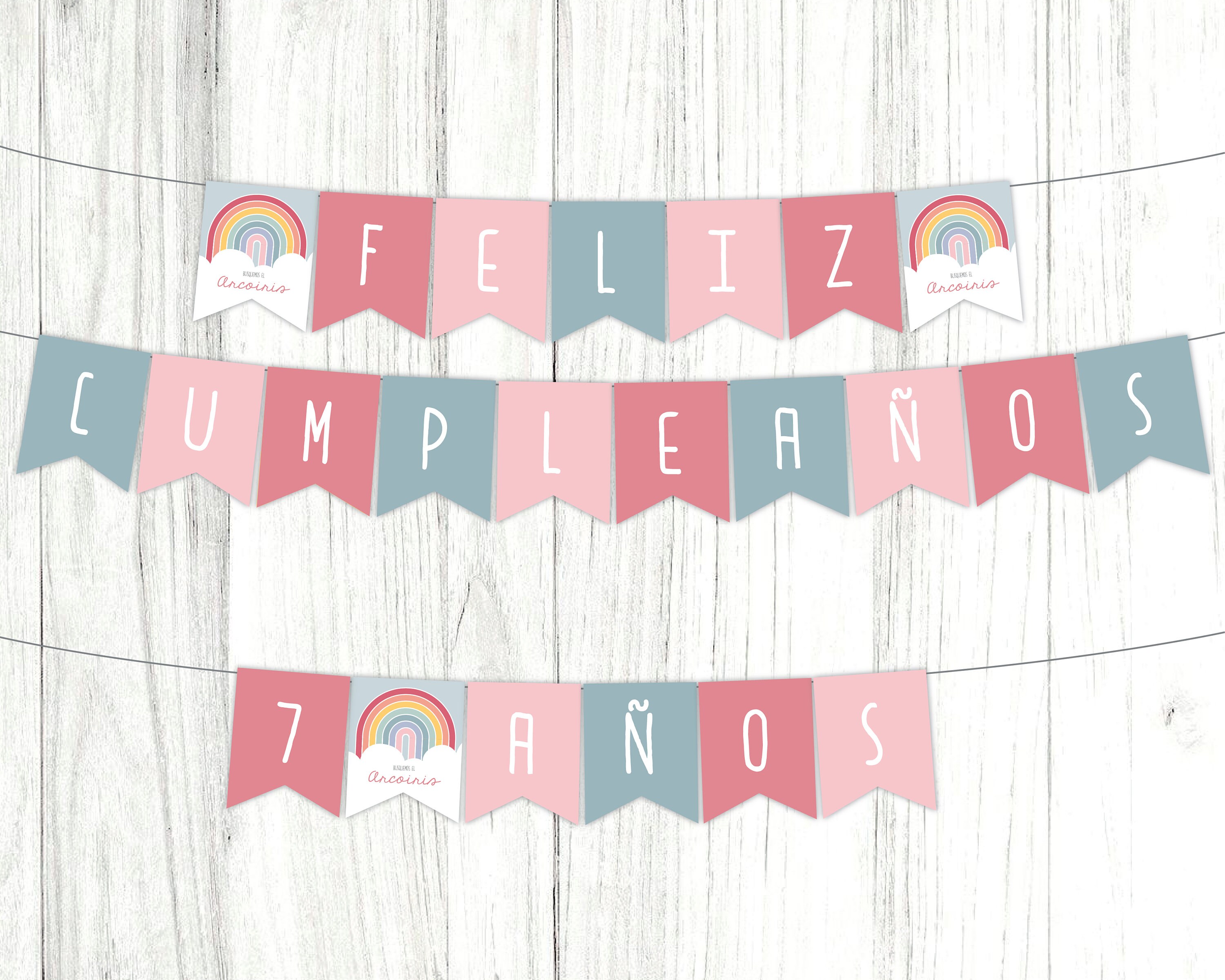 SPANISH Rainbow Party Kit Printable, Instant Download, Birthday Party ...