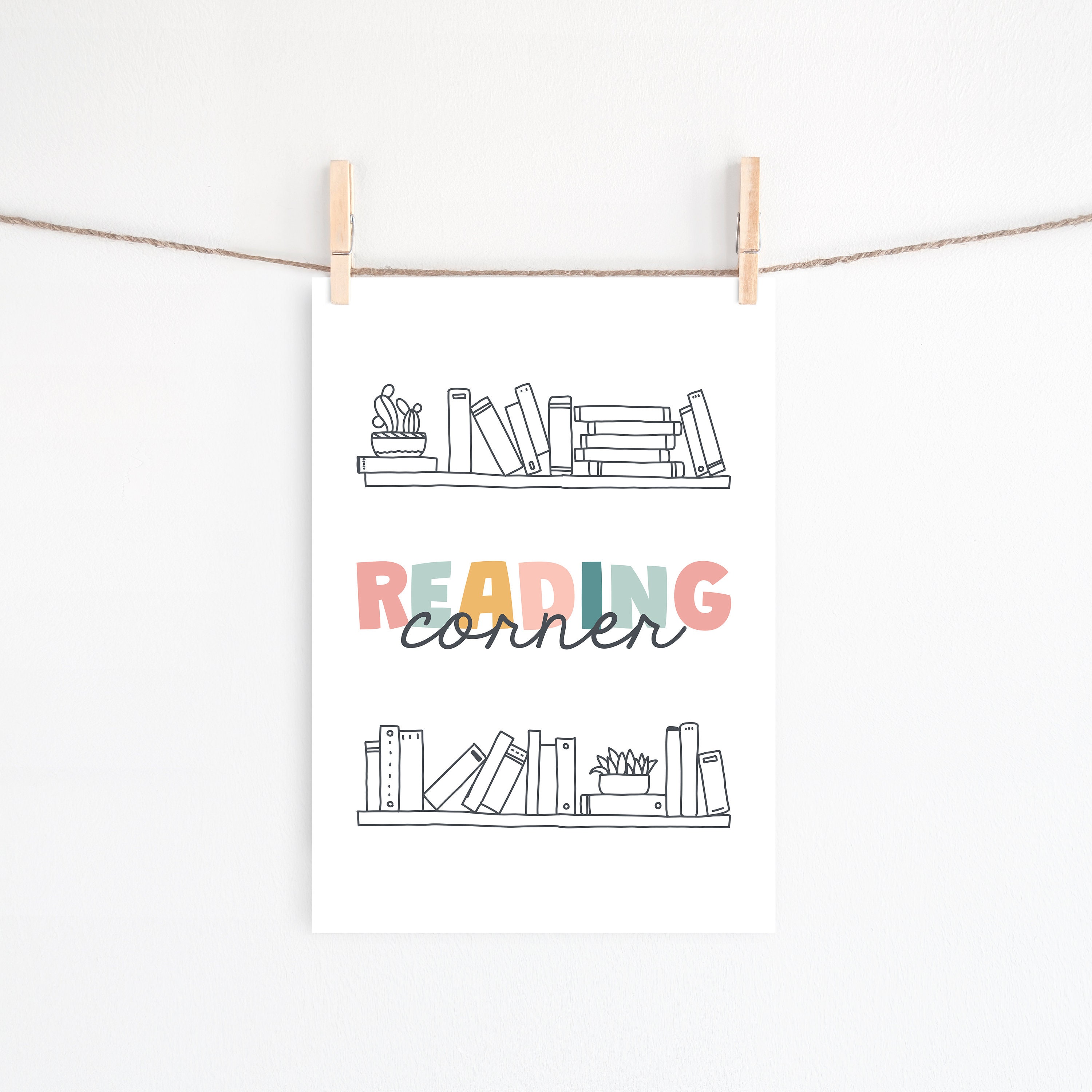 Reading Corner Sign: Rainbow Classroom Book Nook Decor (digital ...