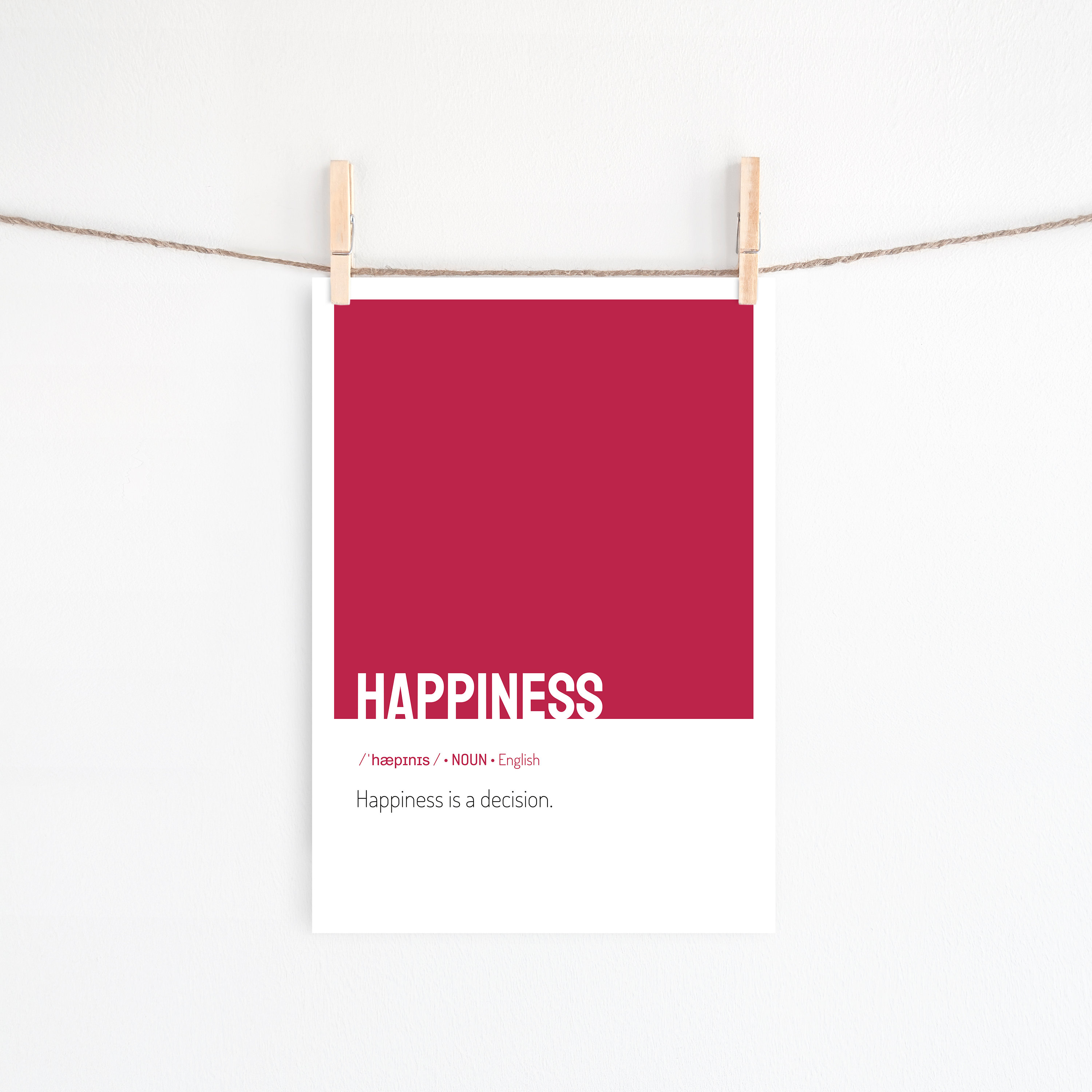 Happiness Definition Poster Dictionary Art Instant Download