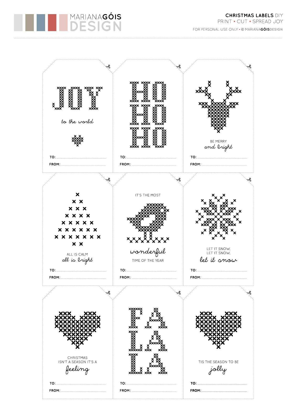 Printable Christmas Tags Set of 9 Christmas Gift Labels - Etsy