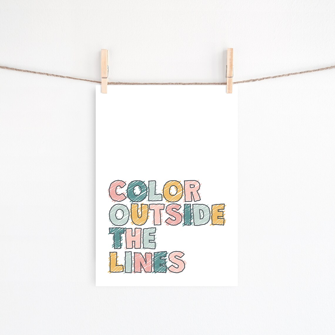 Kids Room Printable Wall Art, Color Outside the Lines, Instant Download ...