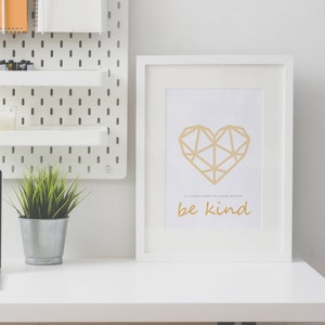 Be Kind Wall Print, Instant Download, Printable Wall Art, Heart Poster ...