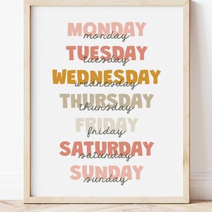 Days of the Week Printable, Instant Download, Printable Wall Art ...